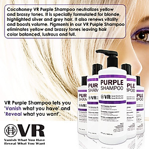 COCO-HONEY Purple Shampoo for Blonde Lightening Color Treated Hair Silver and Gray Highlighted Hair/Paraben Free/Cruelty Free/Sulfate Free/Safe for Color-Treated Hair 8 oz