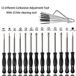 HUSWELL 13 PCS Carburetor Adjustment Carb Adjusting Tool kit for 2-Cycle Small Engine Poulan Husqvarna STIHL Echo Trimmer Weedeater Chainsaw with 4 Size 2-feet Fuel line Hose Tube & Primer Bulb