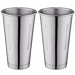 Metal Magery Stainless Steel Milkshake Cups Immersion Hand Blender Malt Cup 30 oz Set of 2