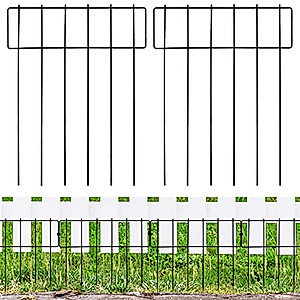 MZYOUHUO 9 Packs Animal Barrier Fence - No Dig Bottom Fence Barrier Rustproof Metal Wire for Dog Rabbits Ground Stakes Defense and Outdoor Patio,17 in(H) X 9.7 Ft(L)