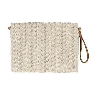 Danse Jupe Straw Shoulder Bag Wristlet Clutch Handbag Handwoven Envelope Crossbody Bag Casual Beach Handmade Bag for Women,Beige