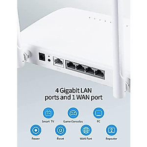 ZJX Gigabit Dual Band Routers for Wireless Internet, AC1200 WiFi Router for Home, Long Range Coverage, MU-MIMO, AP Mode, Guest WiFi and Parental Control, white