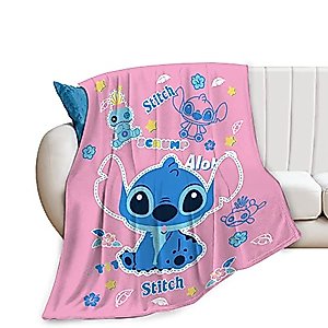 NAVAGMAN Stitch Blanket Stitch Gifts for Girls Stitch Throw Blanket for Kids Women Adults Stitch Cartoon Flannel Fleece Blankets for Couch Bed Sofa 40"x50"