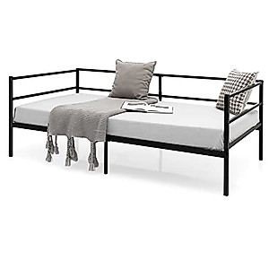 KOMFOTT Metal Daybed Frame Twin Size, Heavy-Duty Steel Slats Support Sofa Bed, Platform Mattress Foundation, Multifunctional Platform Bed Frame, Day Bed for Living Room & Guest Room