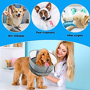 Inflatable Dog Cone Collar ，2-in-1 Inflatable Dog Cone with Detachable Anti-Licking Shield，Soft Cones for Dogs After Surgery,Soft Cone for Dogs Does Not Block Vision. (Grey, XL(Neck:18-22”))