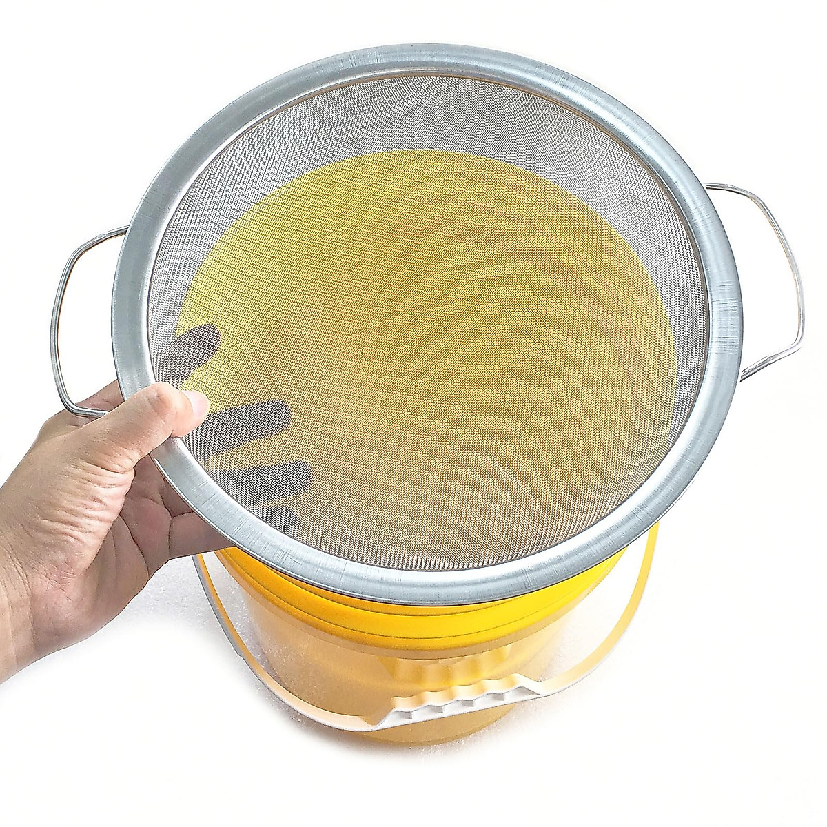 YUEBM Stainless Steel 60 Mesh Paint Strainer Fits Nicely Over a 5 Gallon Bucket and Filters Out Particulates From Almost Any Liquid, Easy to Use and Clean (1PCS)