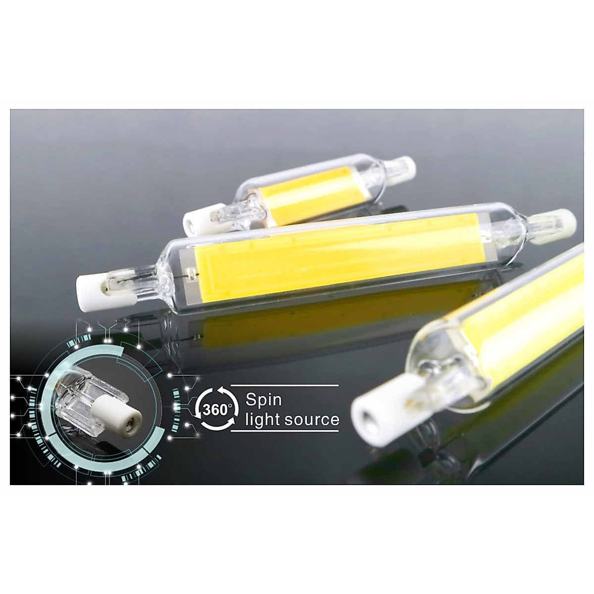 78mm 10W R7S LED Bulb 100W Halogen Equivalent 78mm J-Type 10W 120V R7S Base 6000K Cool White J Type T3 78mm Double Ended Flood Light Bulbs 360°Beam Angle Landscape Lights, Pack of 3