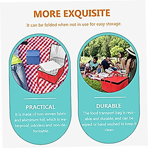 UPKOCH Large Insulated Lunch Bag Insulation Bags Shopping Tote Lunch Bag Large Zippered Tote Bag Keep Warm Groceries Bag Pizza Warmer Bag Food Cooler Bag Jumbo Insulated Pouch Food