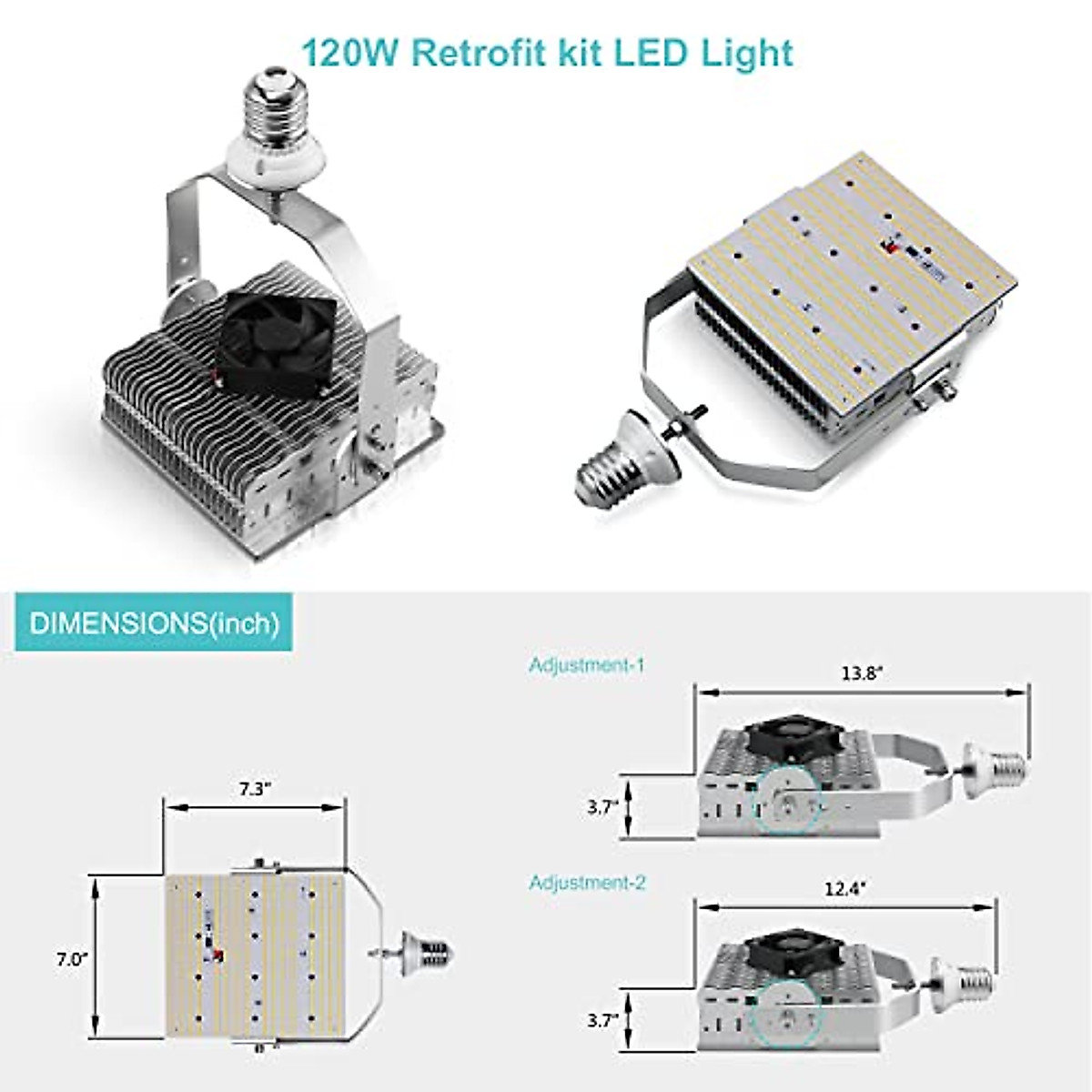 120W Shoebox LED Retrofit Kits 17500LM (400W MH/HPS Equiv), AC277-480V LED Shoebox Retrofit Light for Parking Lot, ETL DLC 5700K E39 Mogul Street Area Light Retrofit for Tennis Court Wall Pack