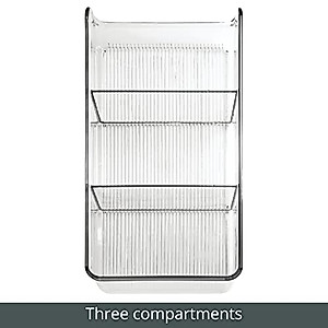 mDesign Plastic Food Storage Bin Organizer with 3 Compartments for Kitchen Cabinet, Pantry, Shelf, Drawer, Fridge, Freezer Organization - Holds Snack Bars - Ligne Collection - Clear