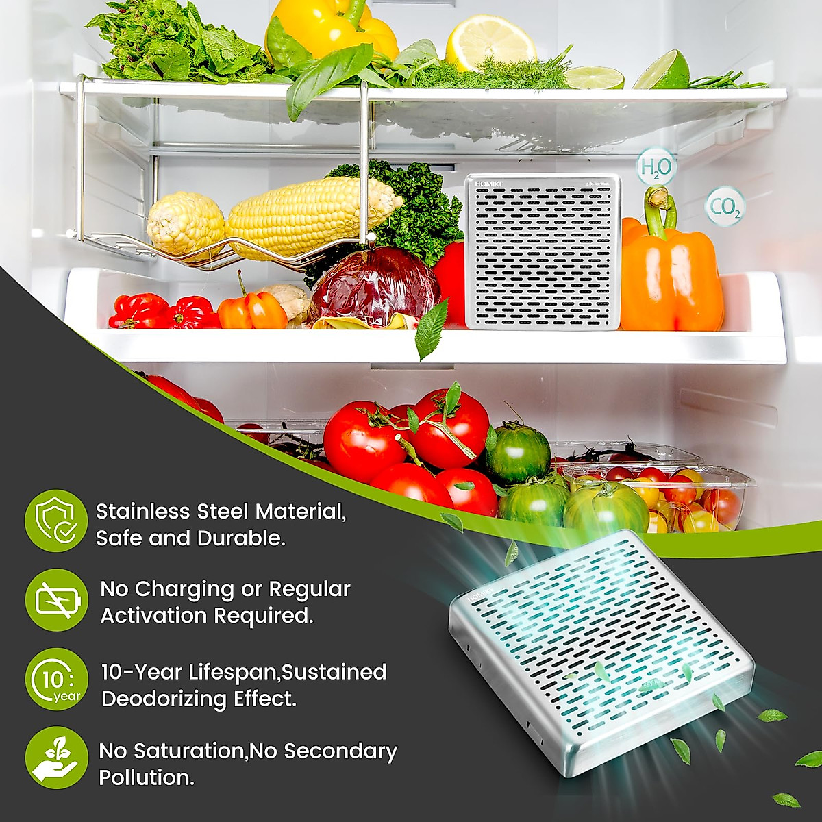 Refrigerator Deodorizer,10 Years Long Fridge Odor Eliminator,Car Air Freshener,Closet Odor Absorber,Outperforms Baking Soda and Bamboo Air Purifying Bags，White