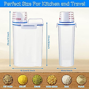 6 Pieces Rice Storage Barrel Rice Cereal Containers Dispenser Clear Kitchen Storage Bin with Pour Airtight Plastic Rice Holder Saver with Seal Buckles Measuring Cup for Cooker Flour