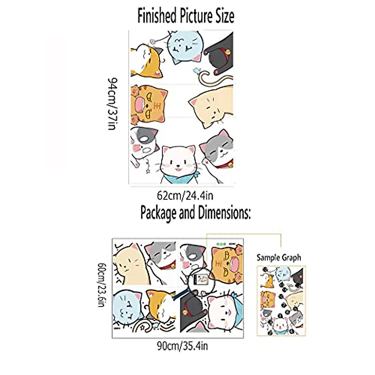 Buer Homie Wall Stickers, Cats and Kitten Pattern, Nursery Murals for Kids Bedroom