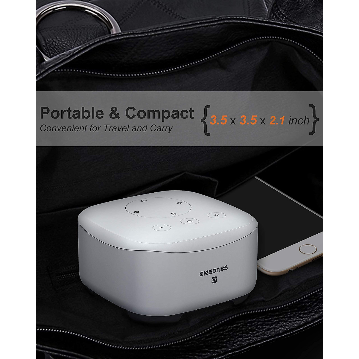 elesories S3 White Noise Machine, Portable Sleep Therapy Sound Machine for Adults Baby Kids Sleeping