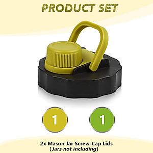 Artcome 2 Pack Wide Mouth Mason Jar Pour Spout Screw-Cap Lids, Leak Proof Airtight Lids for Ball Brand Mason Jars, Ideal Storage for Milkshakes, Sauces, Beverages & Salads - Convenient & Easy-to-carry