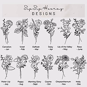 Personalized Name Birth Flower Glass Cup Custom Ice Coffee Bridesmaid Gift Her Friend Birthday Mother's Day Bachelorette Party Aesthetic Boho Floral Beer Can Tumbler Bamboo Lid Straw