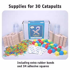 Craft Stick Catapults Kit – Supplies for 30 Catapults, Complete STEM Project for Kids with Instructions