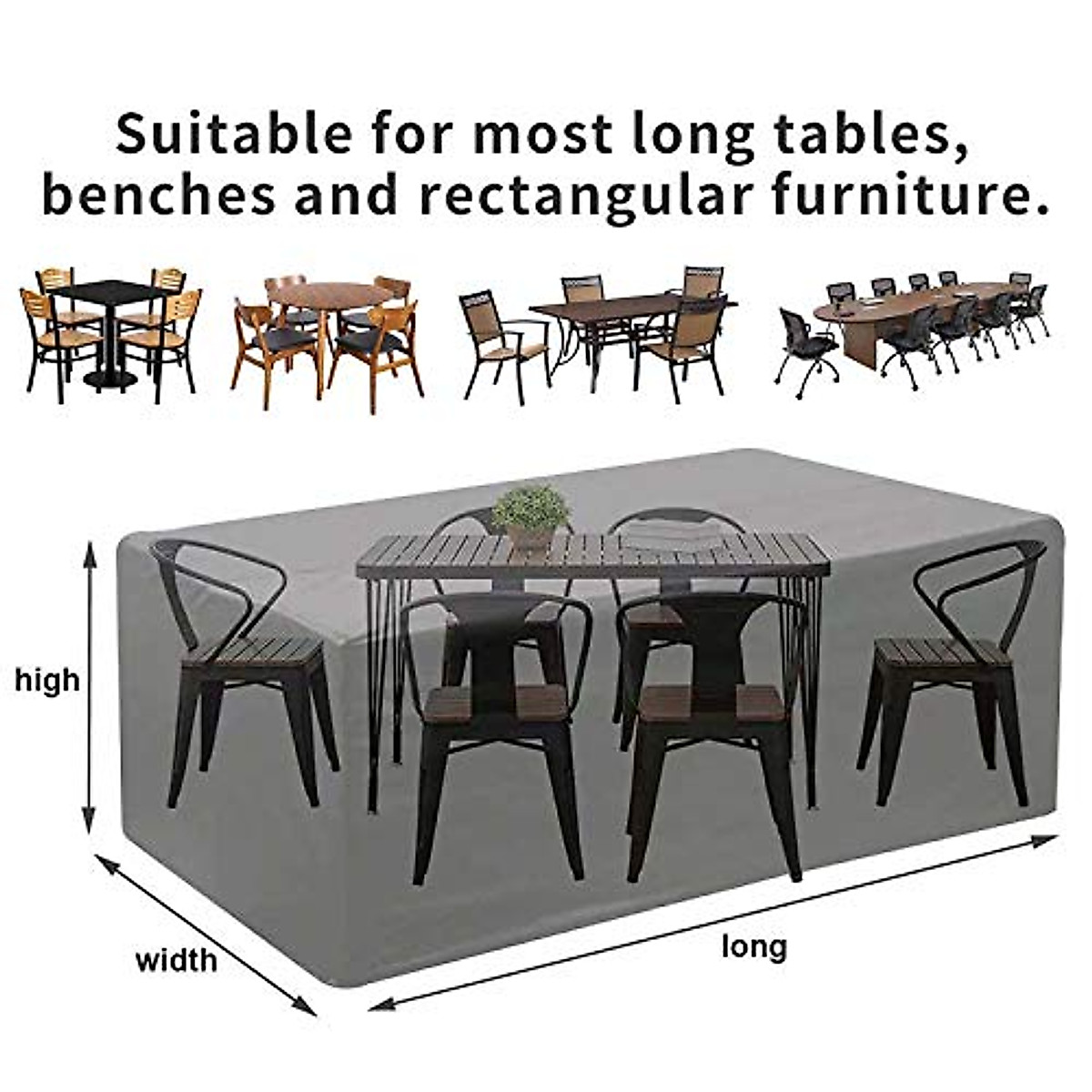 48" L x 48" W x 30" H Rectangular Garden Furniture Covers, Patio Table Cover Waterproof UV-Resistant 420D Oxford Cloth Outdoor Patio Furniture Covers