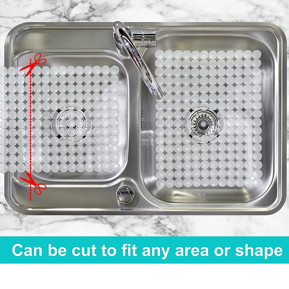 Coopay 2 Pack Kitchen Sink Mat Plastic Sink Protect Mat PVC Eco-Friendly Kitchen Adjustable Stainless Steel/Porcelain Dish Drying Pad Sink Protector for Bottom of Kitchen Sink, 15 x 11 Inches (Clear)