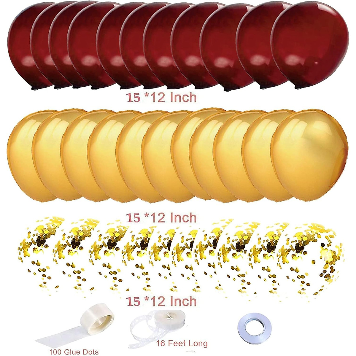 Burgundy Gold Balloons/Fall Balloons/Burgundy Gold Graduation Decorations 2024/Fall Bridal Shower Decorations Fall Birthday Decorations//Star Balloons 45pcs Maroon Gold