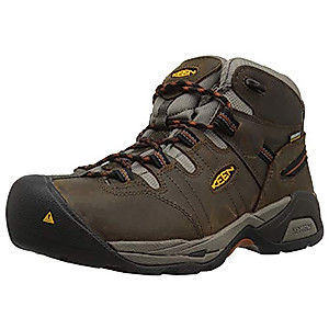 KEEN Utility Men's Detroit XT Mid Height Soft Toe Waterproof Work Boots, Black Olive/Leather Brown, 13 Wide
