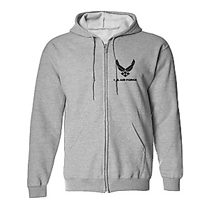 zerogravitee Air Force Left Chest Full-Zip Hooded Sweatshirt in Gray - X-Large
