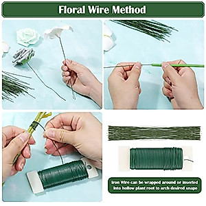 PAXCOO Floral Arrangement Kit with Green Tape and Wire, Boutonniere Flower pin, Wire Cutter for Wreath Making Supplies
