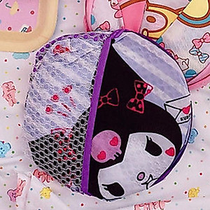 FourFine Mesh Pop Up Laundry Hamper Basket With Carry Handle Cute Collapsible Storage Bin Lightweight For College Home Room Travel Camping 22 * 13.5 * 13.5 inches (Purple)