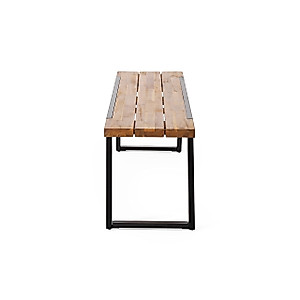 Christopher Knight Home 317325 Gaylor Dining Bench, Teak + Black