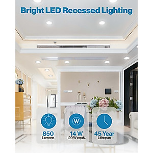 Sunco Lighting 12 Pack 6 Inch Ultra Thin LED Recessed Ceiling Lights Slim, 5000K Daylight, 14W, Damp Rated, Dimmable Canless Integrated Junction Box, ETL Energy Star