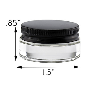 Cornucopia Brands 7-Milliliter Glass Lip Balm Jars (24-Pack).25-Ounce Thick-Walled Containers (7ml Clear with Black Metal Lids)