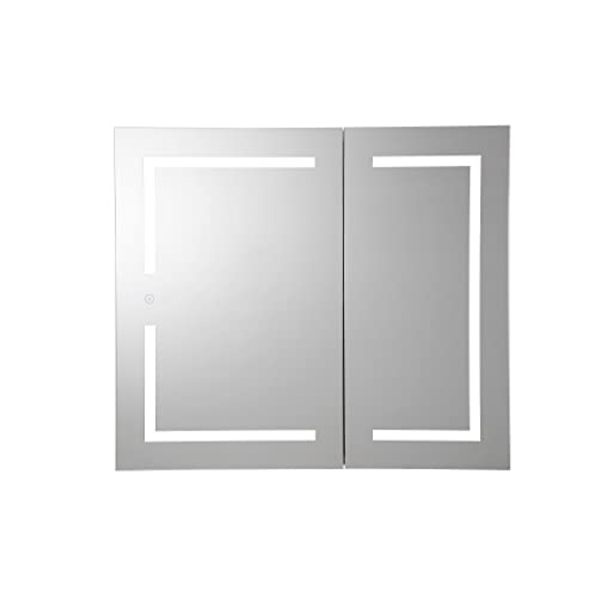 Croydex Sabine Dual, Recessed or Surface Mount, 2 USB Ports, Dimmer, Hang 'n' Lock Easy Installation Illuminated LED Medicine Cabinet, 30W x 26H, Aluminum