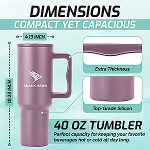 Snack hawk 40oz Insulated Stainless Steel Travel Coffee Tumbler with Handle and Straw | 100% Leak-Proof Mug | Car Cupholder Friendly | Perfect Water Cup Gift for Everyone