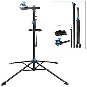 HomGarden Pro Mechanic Bicycle/Bike Repair Stand Maintenance Rack with Tool Tray Foldable Extensible Bike Workshop Stand Adjustable Height 42.5"-74", Steel