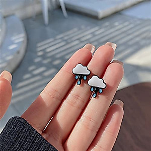 Astronaut Stud Earrings, 4 Pairs Creative Asymmetric Spaceman Star Moon Stud Earrings Planet Dangle Cloud Rain Drop Earrings for Girls Kids Women