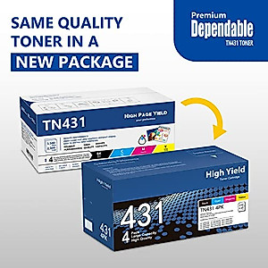 TN431 4PK - TN431BK, TN431C, TN431Y, TN431M Toner Cartridge Set Replacement for Brother TN431 4 Pack for MFC-L8900CDW HL-L8360CDW HL-L8260CDW MFC-L8610CDW MFC-L9570CDW | Black/Cyan/ Yellow/ Magenta