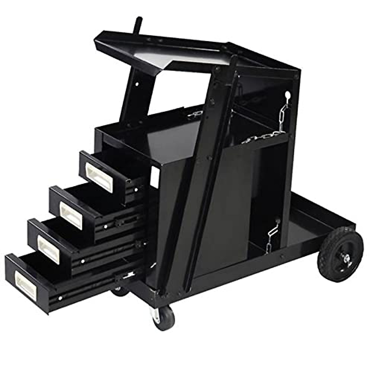 Welder Cart, Rolling Welding Cart with 2-Tier 4 Drawers Cabinet Wheels and Tank Storage for Welder and Plasma Cutter, 100 LB Capacity