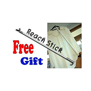 PRINCE HANGER, One Touch Double 2-tier Adjustable Garment Rack, Clothing Rack, Freestanding, Tension Rod for Hanging Clothes, Coats, Skirts, Shirts, Sweaters, portable, White, Made in Korea