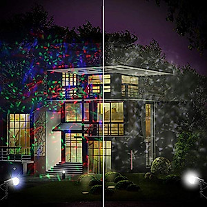 LEDGOO Rotating LED Projector Light, Waterproof Magical Spotlight for Indoor Outdoor Christmas Festival Decorations for Home, Garden, Landscape (White&RGB-Flame) …