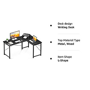 Coleshome 50" L Shaped Desk Computer Desk, L Desk Computer Corner Desk for Home Office Gaming Writing Workstation, Space-Saving, Easy to Assemble