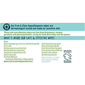 SEVENTH GENERATION Free & Clear Travel Baby Wipes 30Ct, 30 CT