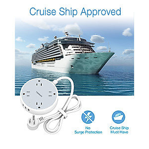 Power Strip with USB, TESSAN Cruise Extension Cord with 4 Wide Spaced Outlets and 3 USB Ports, Small Desk Charging Station Flat Plug 4.5ft Extender for Travel, Cruise Ship Must Have, Dorm Essentials