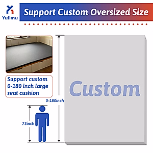 Yullmu Custom Bench Cushions for Indoor Furniture,Custom Size Window Seat Cushions,Window Bench Cushions with Non-Slip,Sofa Seat Bench Cushion,Piano Chair Cushion Indoor-50D Foam (Linen)