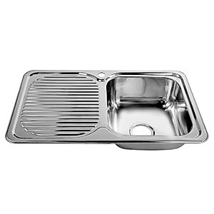 Naiture Drop-In Kitchen Sink, Rectangular Single Bowl Top Mount Sink, 21-Gauge 304 Stainless Steel, 32"L with Left Drainboard and Single Faucet Hole