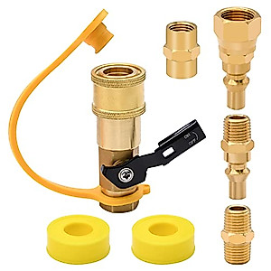 Propane Quick Connect Fittings, 7pcs/14pcs 1/4" RV Propane Quick Connect Fittings Adapter with 3/8" Flare x 1/4" NPT Male Pipe Half-Union Fitting 1/4" Male NPT 1/4" Female NPT