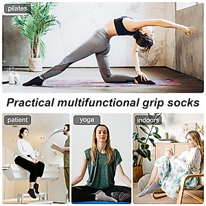 Zando Pilates Socks Non Slip Barre Socks for Women Anti Slip Hospital Socks With Grips For Women Cozy Yoga Socks Gripper Socks Black Compression Non Skid Ankle Socks Running 3/Black One Size