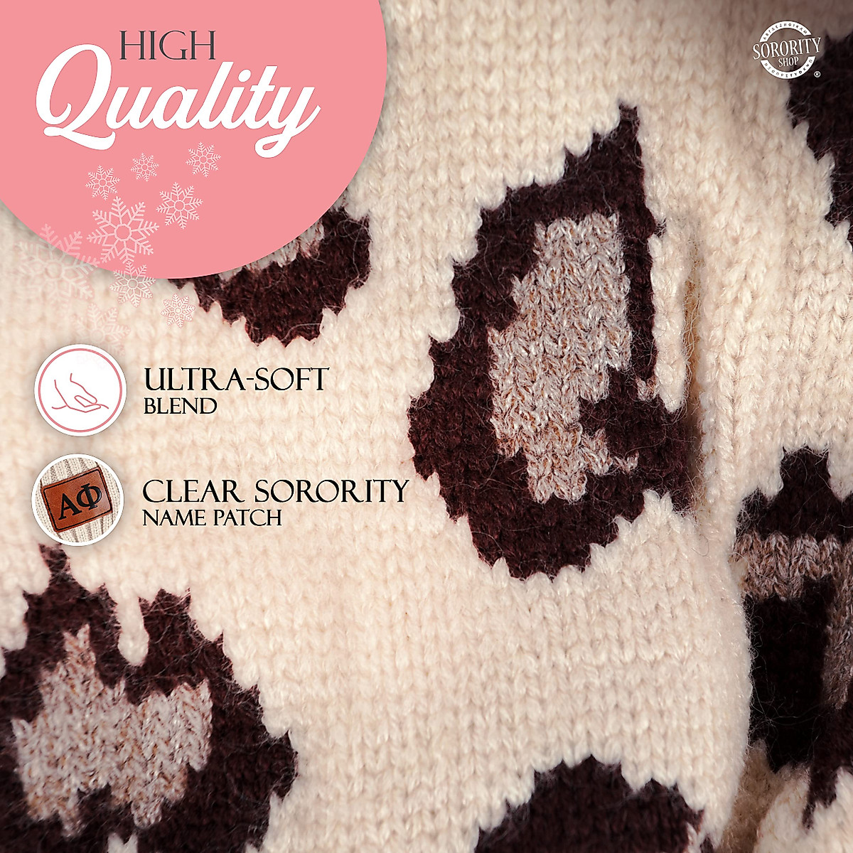 Sorority Shop - Kappa Kappa Gamma Beanie Hat - Leopard Print - KKG Name Patch