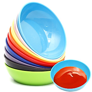 Youngever 9 Pack Plastic Sauce Dishes, Dipping Sauce Bowls, Plastic Dipping Containers (Rainbow Colors)