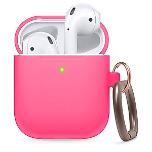 elago AirPods Hang Case - [Extra Protection] [Added Carabiner] - for AirPods Case (Neon Hot Pink)