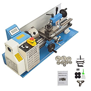 TECHTONGDA 1HP Metal Lathe Precision Bench Lathe Brushless Motor All Metal Gears Variable Speed Turning Machine MT4.5 1.26" Spindle Bore
